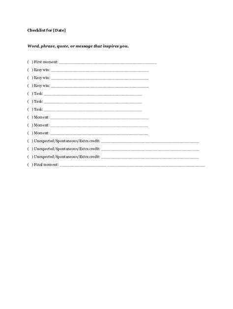 Fillable Online Daily Reflection Checklist Fax Email Print Pdffiller