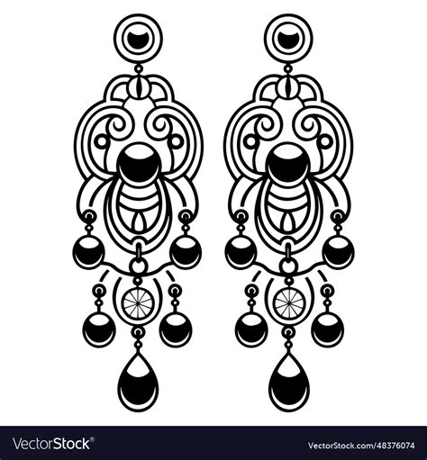 Earrings Line Icon Ears Jewel Royalty Free Vector Image