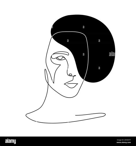 Continuous Line Abstract Face Contemporary Minimalist Portrait Hand