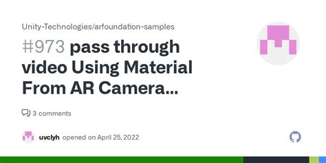 Pass Through Video Using Material From Ar Camera Background Featcpuimage Graphicsblit