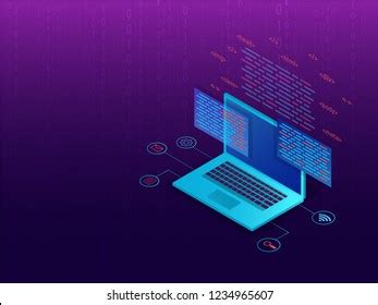 Coding Programming Concept Isometric Illustration Laptop