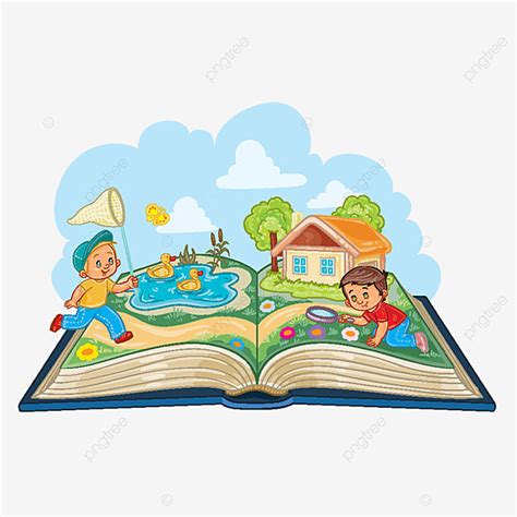 열린 책으로 자연을 공부하는 어린 아이들 독서 책 읽다 Png 일러스트 및 벡터 에 대한 무료 다운로드 Pngtree