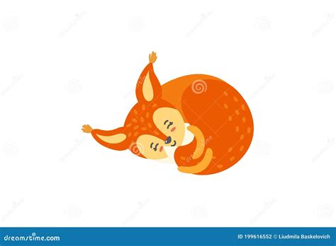 Squirrel Sleeping On A Tree Vector Illustration