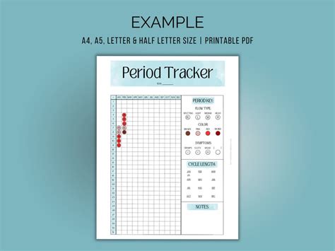 Printable Monthly Period Tracker Menstrual Tracker Period Cycle