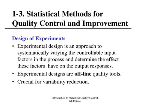 Ppt Introduction To Statistical Quality Control 4 Th Edition