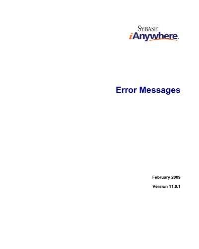 Error Messages Sybase
