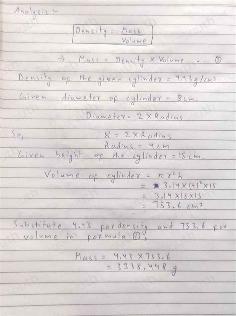 Solved 12 The Diagram Shows A Solid Cylinder M 8cm The Cylinder Is