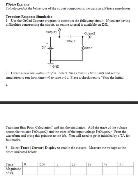 Solved PSpice Exercise To Help Predict The Behaviour Of The Chegg Com