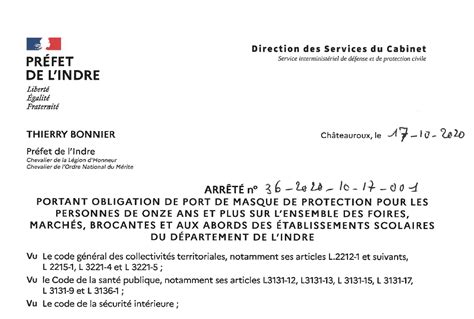 Arrêté Portant Obligation Du Port Du Masque Sur Lensemble Des Foires