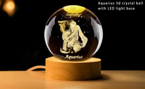 Cancer Constellation Crystal Ball With Wooden Light Base