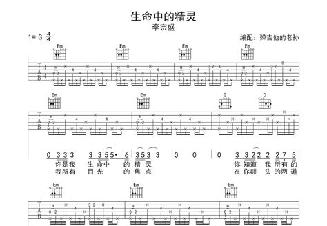 生命中的精灵吉他谱李宗盛g调弹唱75单曲版 吉他世界