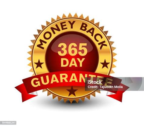 강력한 황금 색깔 물개 우표 또는 배지 빨간 리본 365 일1 년 돈 뒤 보증 배지 흰색 배경에 고립 1에 대한 스톡 벡터 아트 및 기타 이미지 Istock