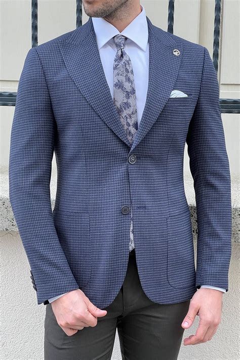 Navyblue Men Blazer Slim Fit Wool Blazer Two Button Blazer Blazer
