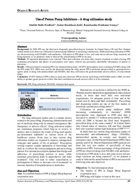 Pdf Use Of Proton Pump Inhibitors A Drug Utilization Study