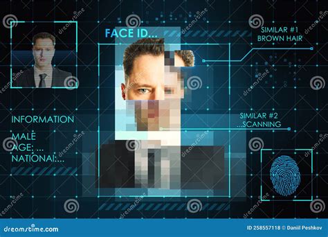 Face Recognition And Authentication Concept With Personal Data Of