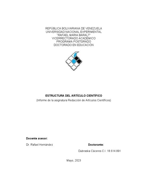 Estructura Del Artículo Científico Pdf Conocimiento Teoría