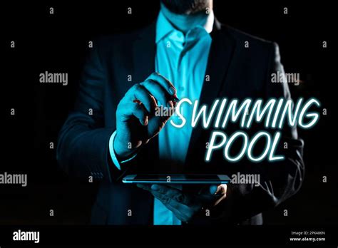 Handwriting Text Swimming Pool Conceptual Photo Structure Designed To
