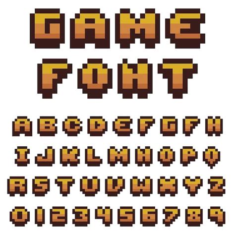 Fonte Do Jogo Em Letras E Números De Estilo Pixel Art 8 Bits Alfabeto