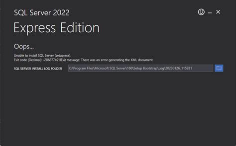 Sql Server 2022 Express Edition Not Installing Error Code 2068774911