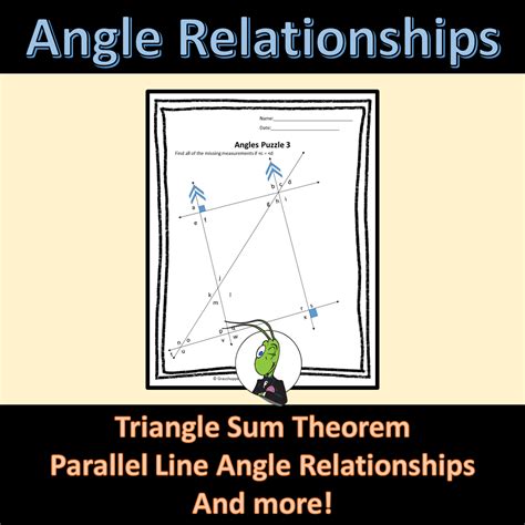 Angle Relationships Activity To Find Missing Angles In Puzzle