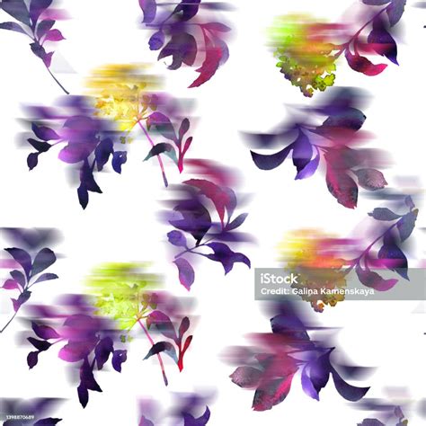 흐린 플로럴 원활한 패턴 왜곡 된 초원 봄 꽃 수채화는 질감을 그립니다 우아한 여성스러운 자연 모티프 트렌디한 식물 디자인 꽃 식물에 대한 스톡 벡터 아트 및 기타 이미지