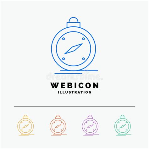 Compass Direction Navigation Gps Location 5 Color Line Web Icon