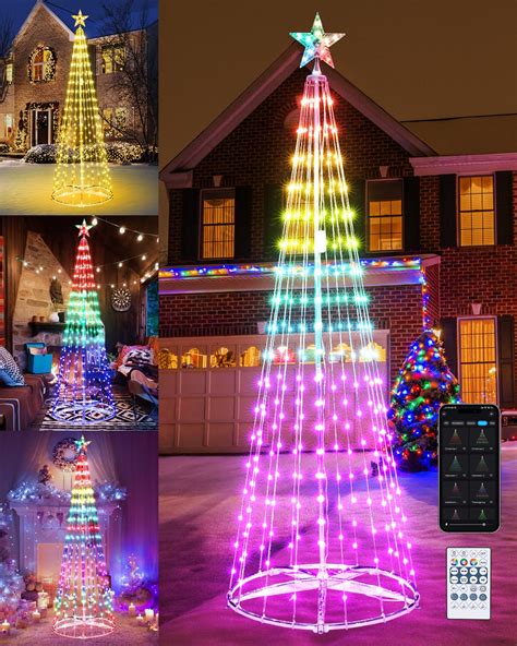 9 5 Ft 478 Led Height Smart Christmas Cone Tree Lights Star Tree Topper With Removable Bracket