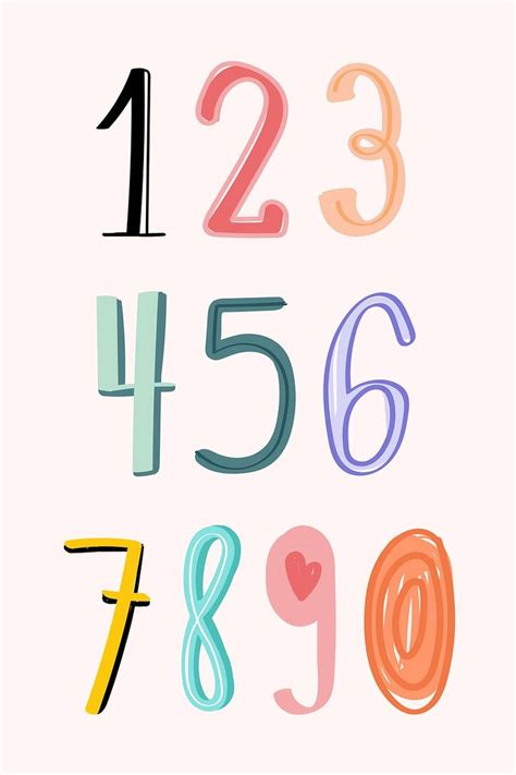 Download Numbers 0 9 Hand Drawn Doodle Typography Set