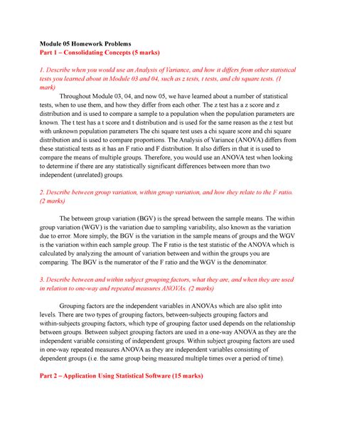 Hsci190 Module 05 Homework Module 05 Homework Problems Part 1 Consolidating Concepts 5