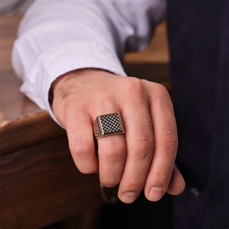 Marvin Silver Checkers Mens Ring 9 Cln Silver Touch Of Modern