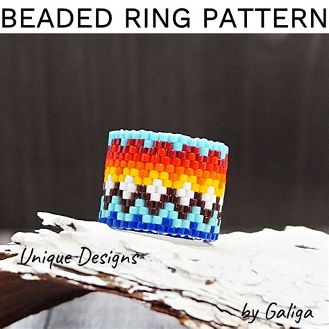 Colorful Beaded Ring Pattern Wide Seed Bead Ring Pattern Jewelry Makimg
