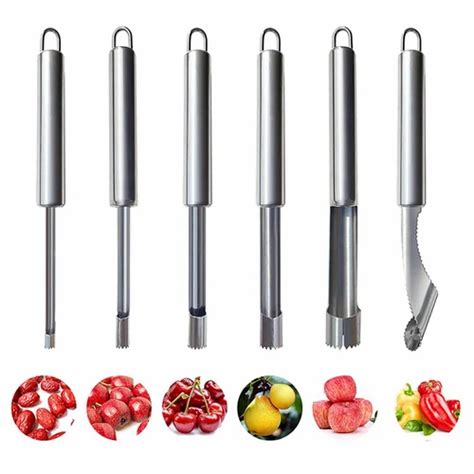 6 Pieces Corer And Pitter Fruit And Vegetable Multi Function Stainless Corer And Pitter