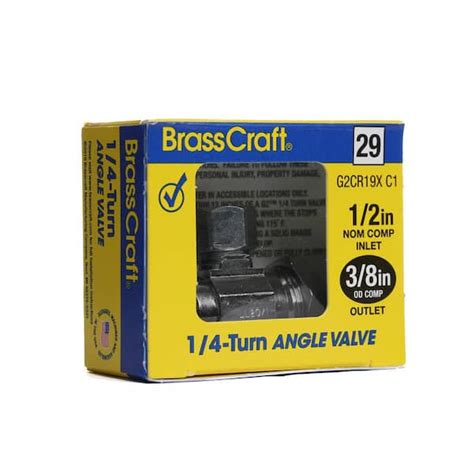 Brasscraft 1 2 In Compression Inlet X 3 8 In Compression Outlet 1 4 Turn Angle Valve G2cr19x