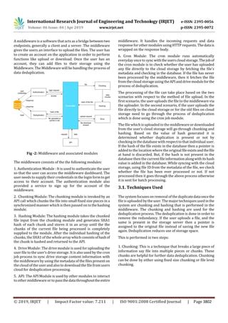 Irjet Cloud Based Deduplication Using Middleware Approach Pdf