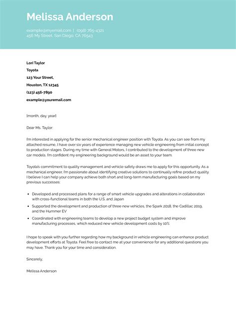 Engineering Resume Cover