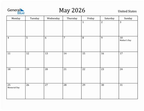 May 2026 Calendar With Holidays Usa Free Printable Guide