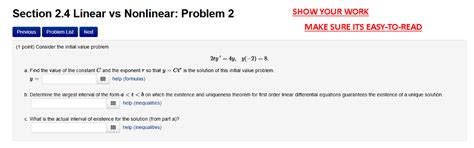 Solved Section 2 4 Linear Vs Nonlinear Problem 2 Show Your