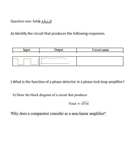 Question One Solve Abcd A Identify The Circuit That Produces The