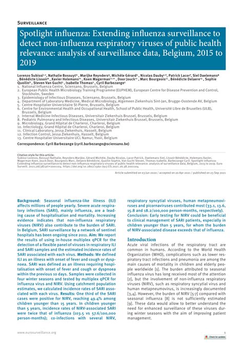 Pdf Spotlight Influenza Extending Influenza Surveillance To Detect