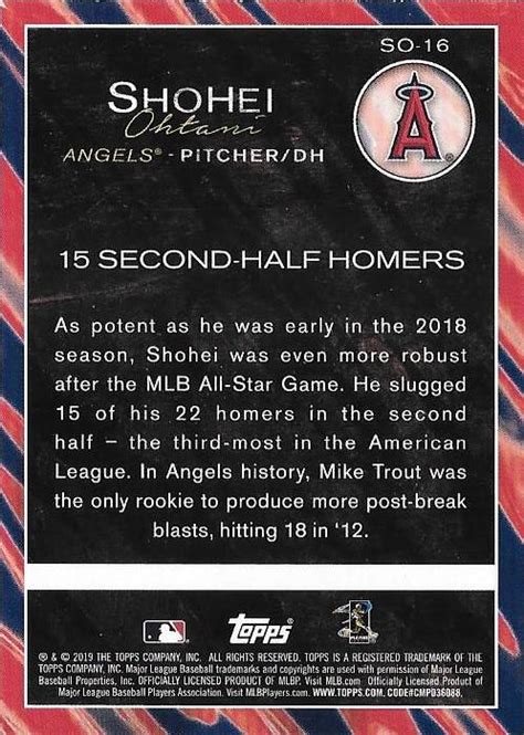 2019 Topps Update Shohei Ohtani Highlights So 16 Shohei Ohtani