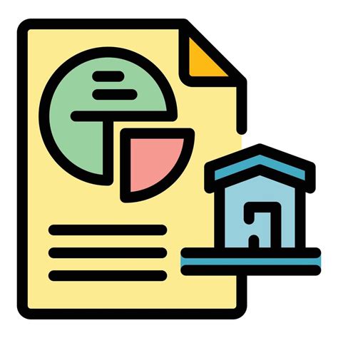 Real Estate Report Icon Color Outline Vector 15915379 Vector Art At
