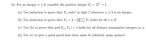 Solved 2 For An Integer N 0 Consider The Positive Chegg Com