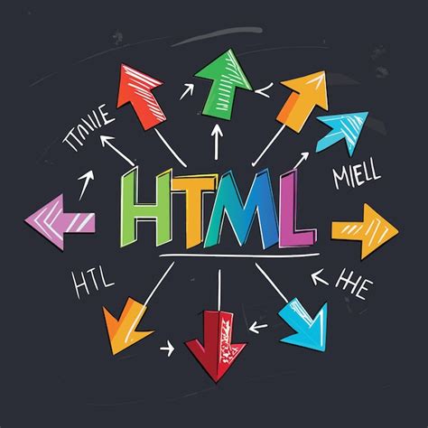 Lenguaje De Codificación Html Programación Para Sitio Web Blog Y Concepto De Seo Flechas De