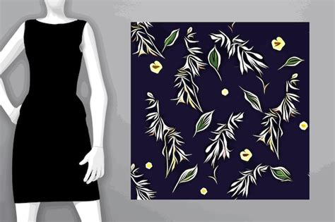 섬유 및 벽지 패턴 인쇄 가능한 디지털 일러스트레이션 작업 플로랄 프린트 디자인 프리미엄 벡터