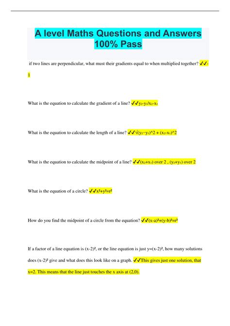 A Level Maths Questions And Answers Pass A Level Maths Stuvia US