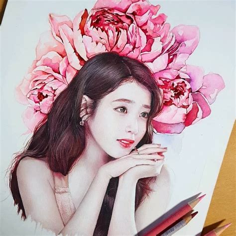 배고프다 그림 아이유 그리기 드로잉 이지금 이지은 Iu 팬아트 색연필 색연필화 일러스트