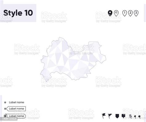 Kermanshah Iran Carte Blanche Et Grise Low Poly Carte Polygonale Plan