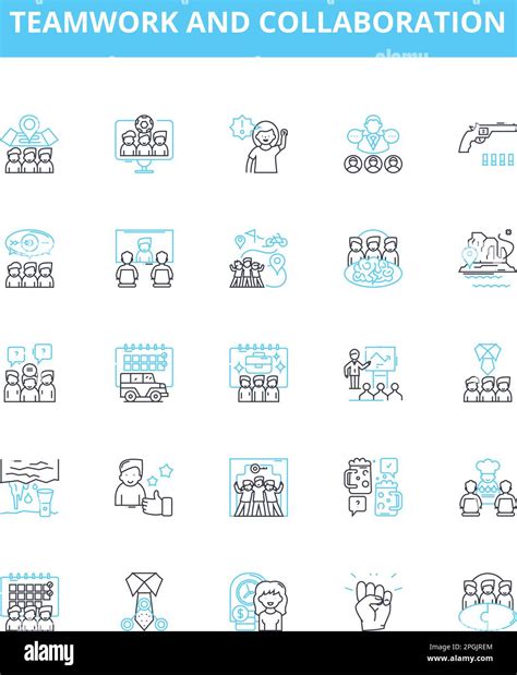 Teamwork And Collaboration Vector Line Icons Set Collaboration