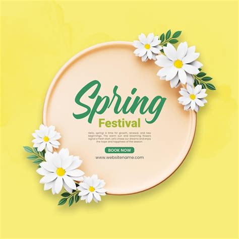 Plantilla De Publicación 3d De Marco Floral De Festival De Primavera