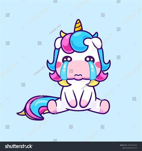 Cute Unicorn Crying Cartoon Vector Icon Stock Vector Royalty Free